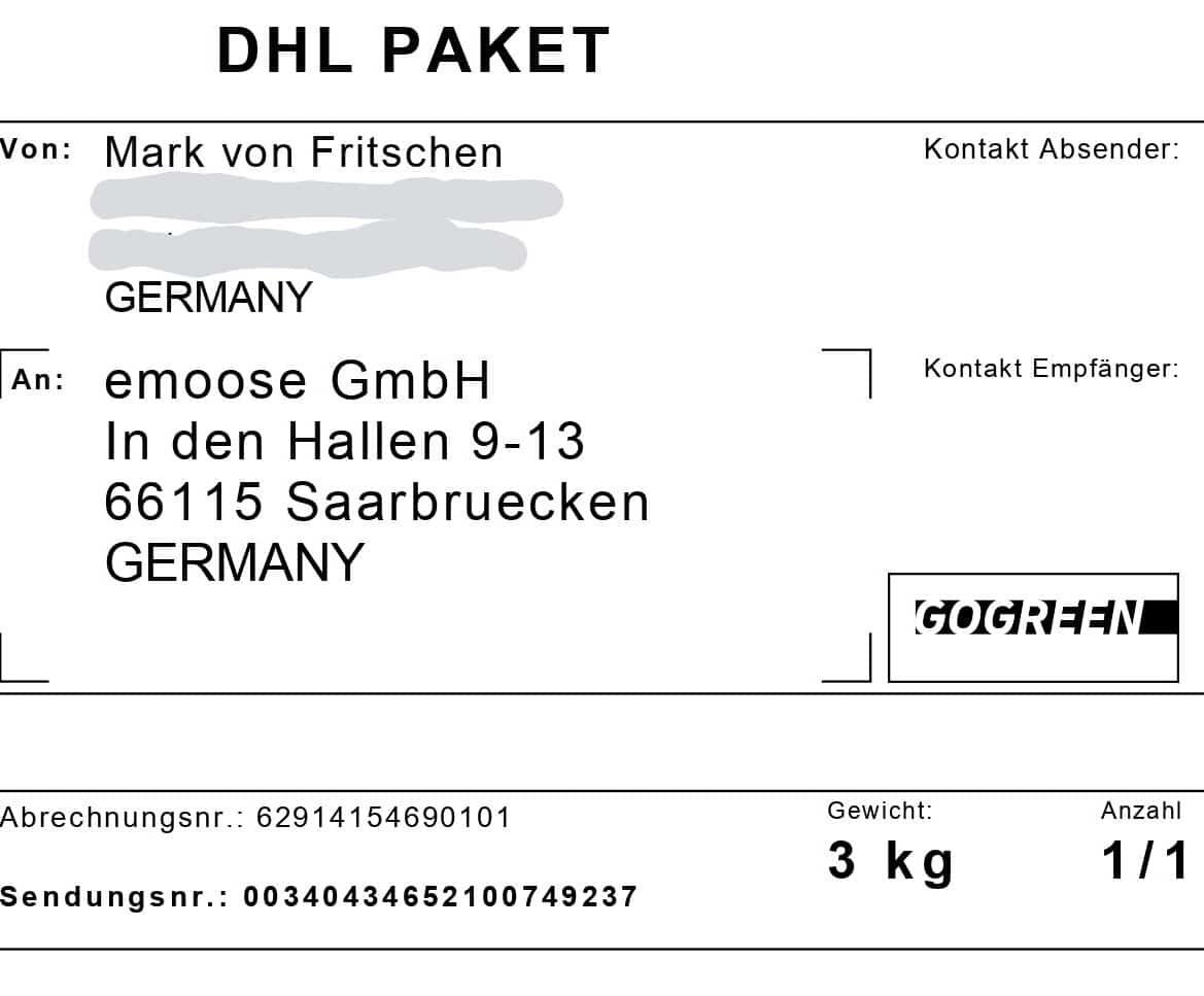 Private oder berufliche DHL Versandlabels erstellen | emoose GmbH